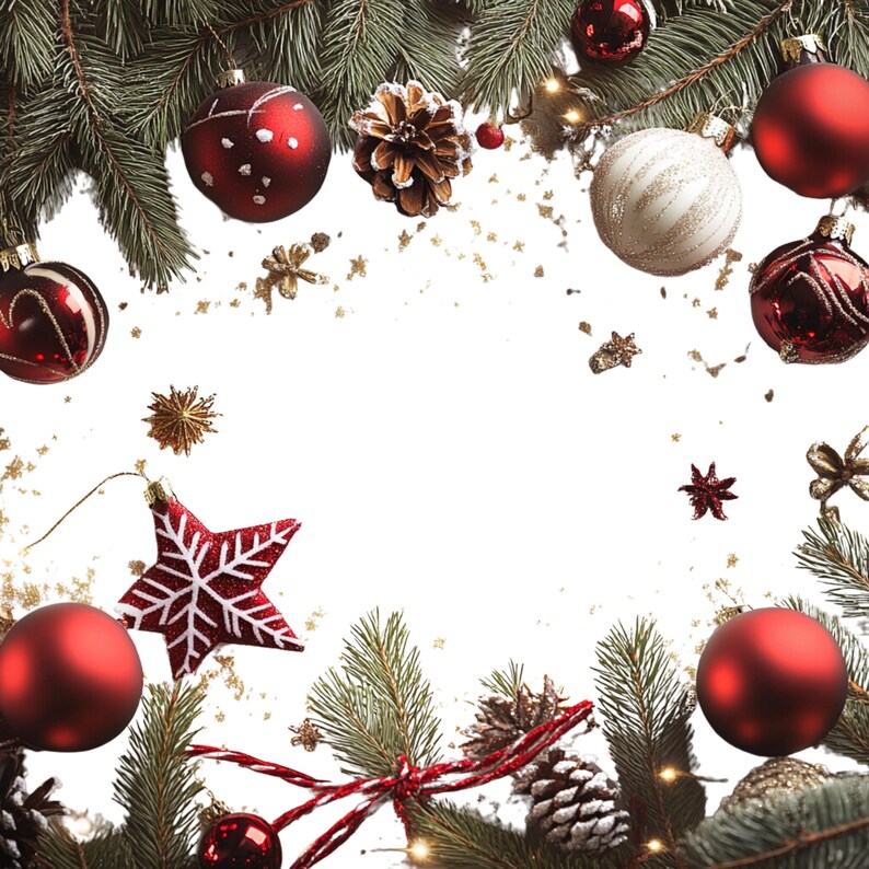 Christmas Balls Frame Art: Festive PNG Clipart (digital Download ...