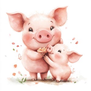 10 Cute Pig and Piglet Clipart, Commercial Use Piglet Art, Print Pig ...