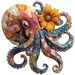 12 PATCHWORK FLORAL OCTOPUS Digital Images, Patchwork Octopus Clipart ...