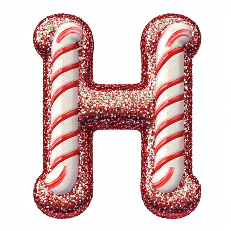 Christmas Candy Alphabet PNG: Glittering Candy Cane Font (digital ...