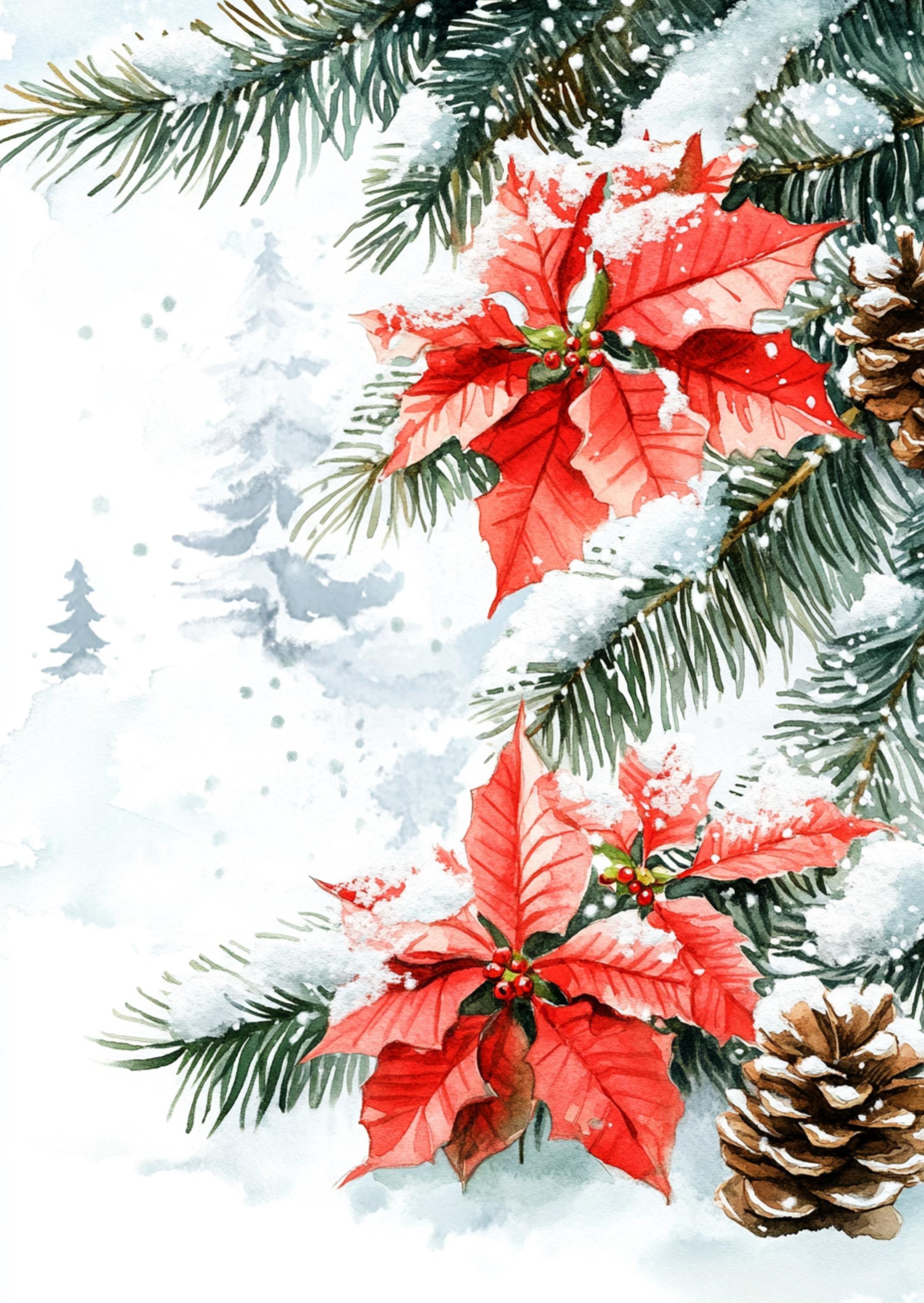 Watercolor Christmas Clipart: Vintage Holiday Frames (digital Download ...