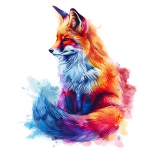 12 PNG Fox Neon Clipart , Fox Clip Art, Baby Fox Wall Art, Watercolor ...