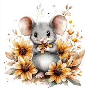 12 Cute Mouse Clipart JPG, Cartoon Mice Illustrations, Printable Mouse ...