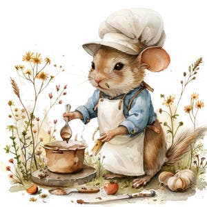 Watercolor Gopher Clipart: Chef PNG Images (digital Download) - Etsy