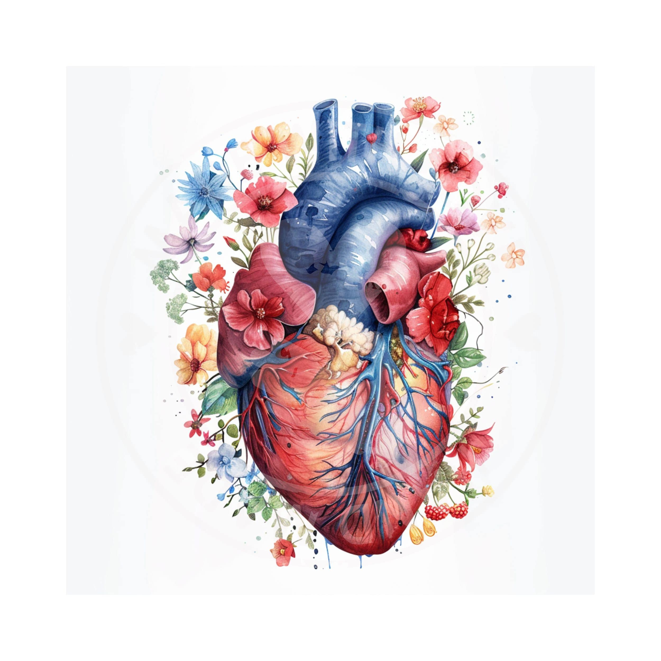 12 JPG Floral Heart Clipart , Flower and Heart Image, Printable ...