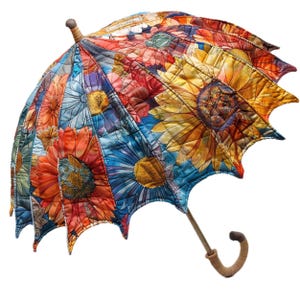 Patchwork Floral Umbrella Digital Image (PNG Clipart) - Etsy