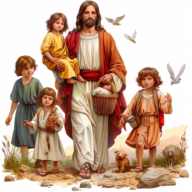 31 Jesus With Children, Jesus Clipart Bundle Jesus Kids Clipart ...