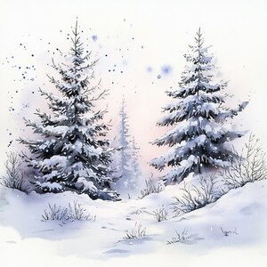Winter Spruce Clipart: Snowy Christmas Tree Art (digital Download ...