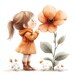 14 LITTLE GIRL and a FLOWER Cliparts, Watercolor Cute Little Girl Image ...