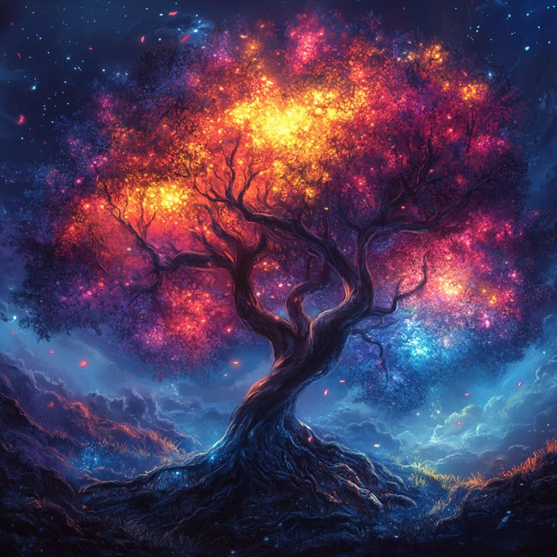 10 ENCHANTED TREE CLIPART, Watercolor Magic Tree Image, Digital ...