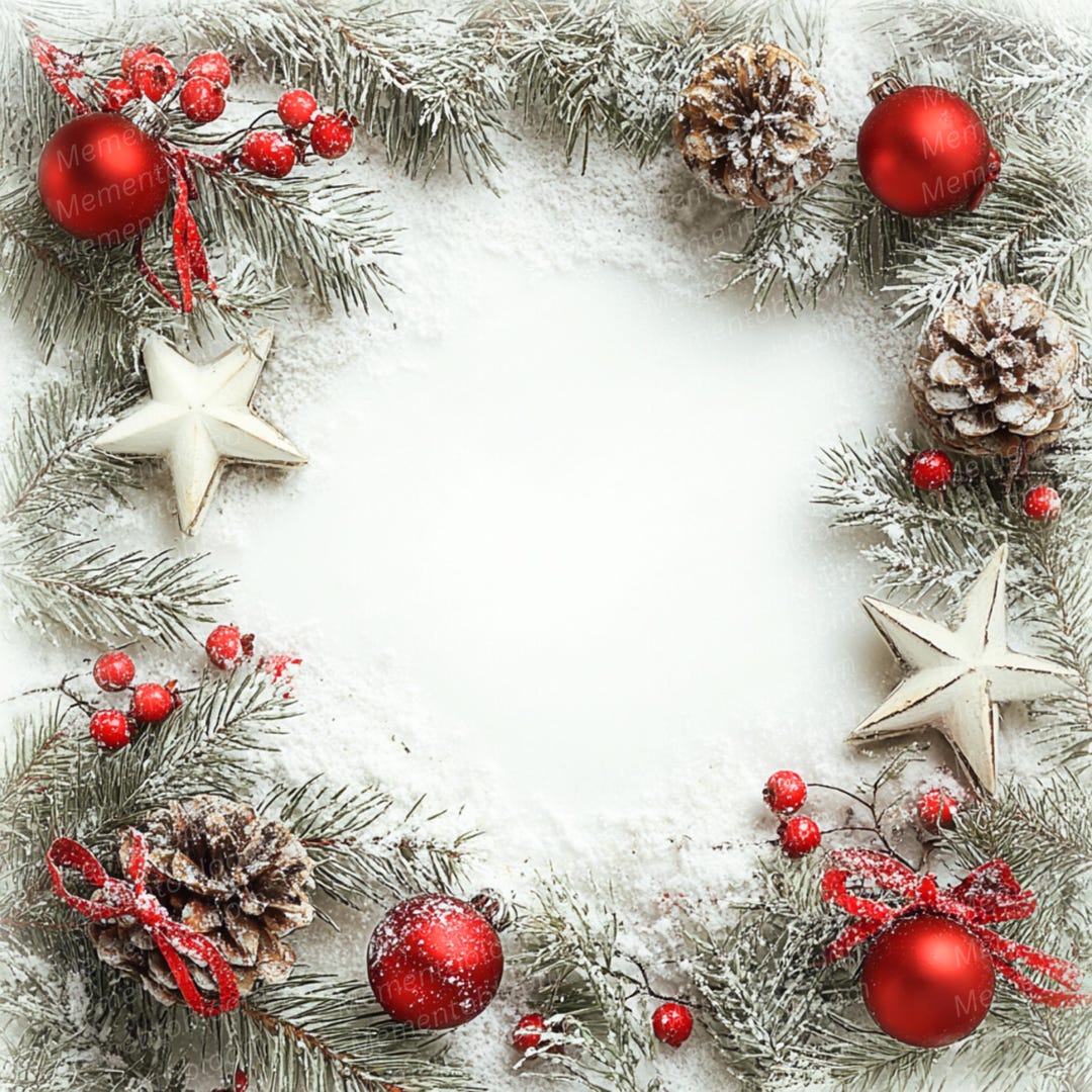 12 Watercolor Christmas Frames Clipart: Pine Cones & Berries (JPG ...
