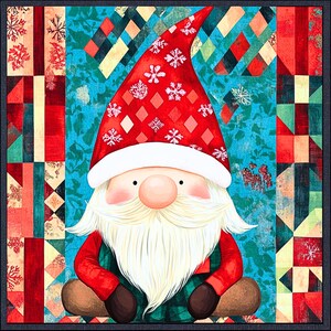 Christmas Gnomes Patchwork Clipart, Commercial Use Gnome Art, Print Gnomes, Collage Gnomes ...