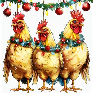 Christmas Chicken Clipart: Festive Holiday Designs (digital Download ...