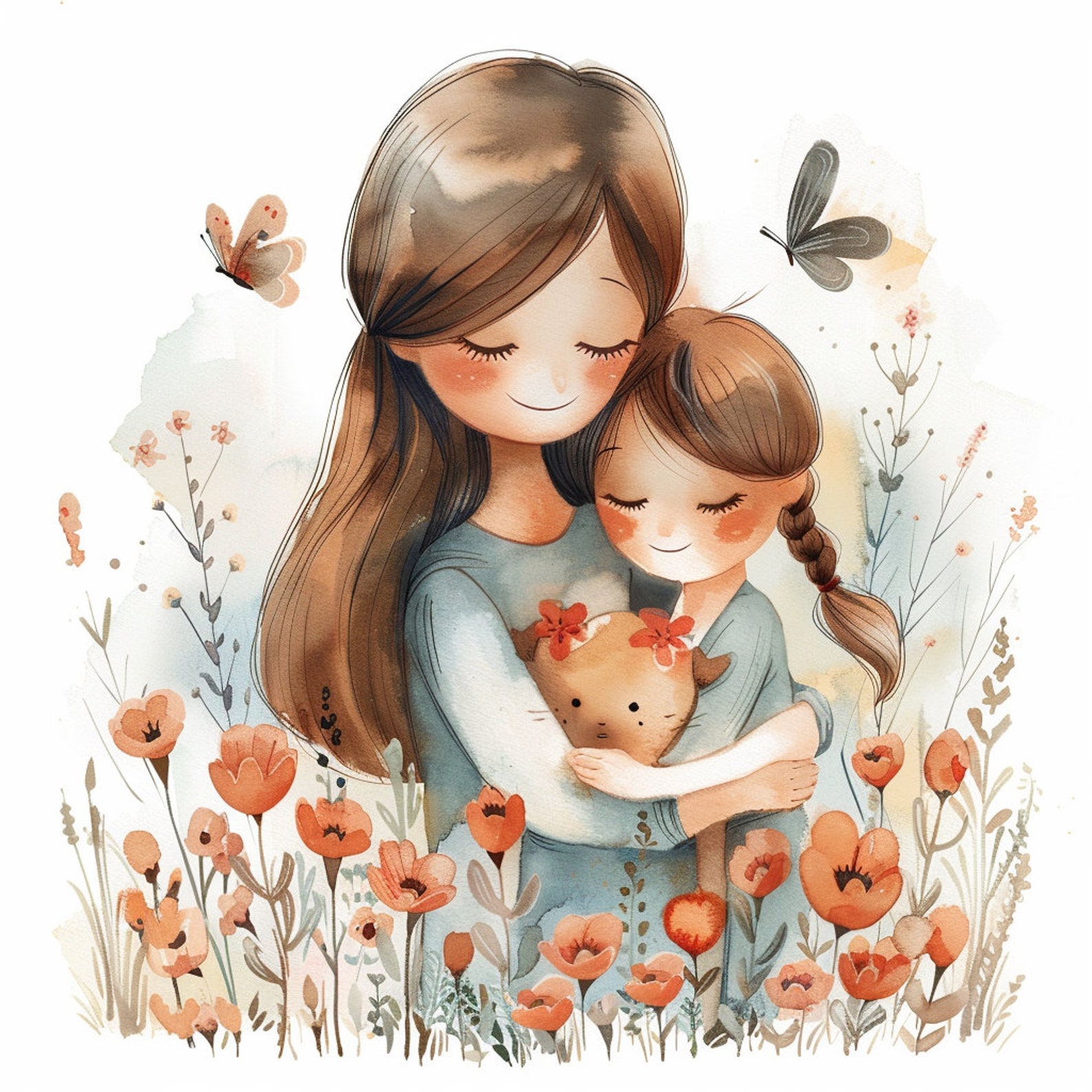 20 Watercolor Cute Mother's Day Clipart, Kawaii Mothers Day ...