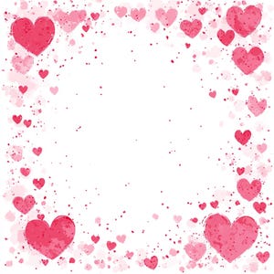 Pink Hearts Frame: Valentine's Day Border Clipart (JPG, Commercial Use ...