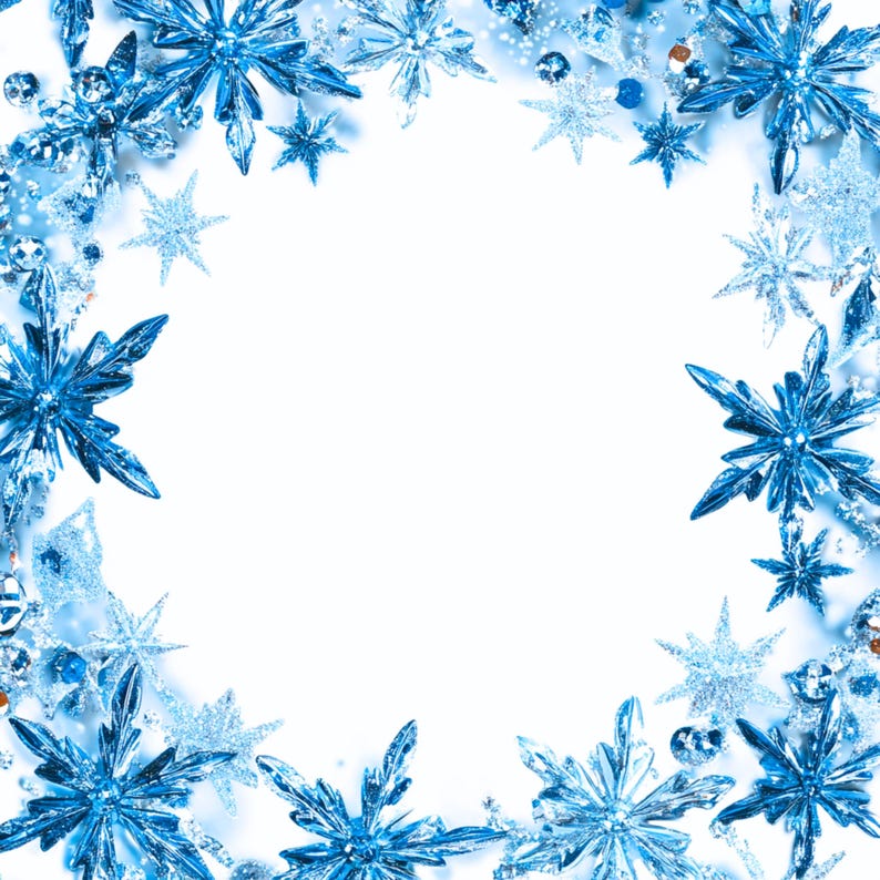 Christmas Snowflake Frame Clipart: Icy Winter Border (digital Images ...