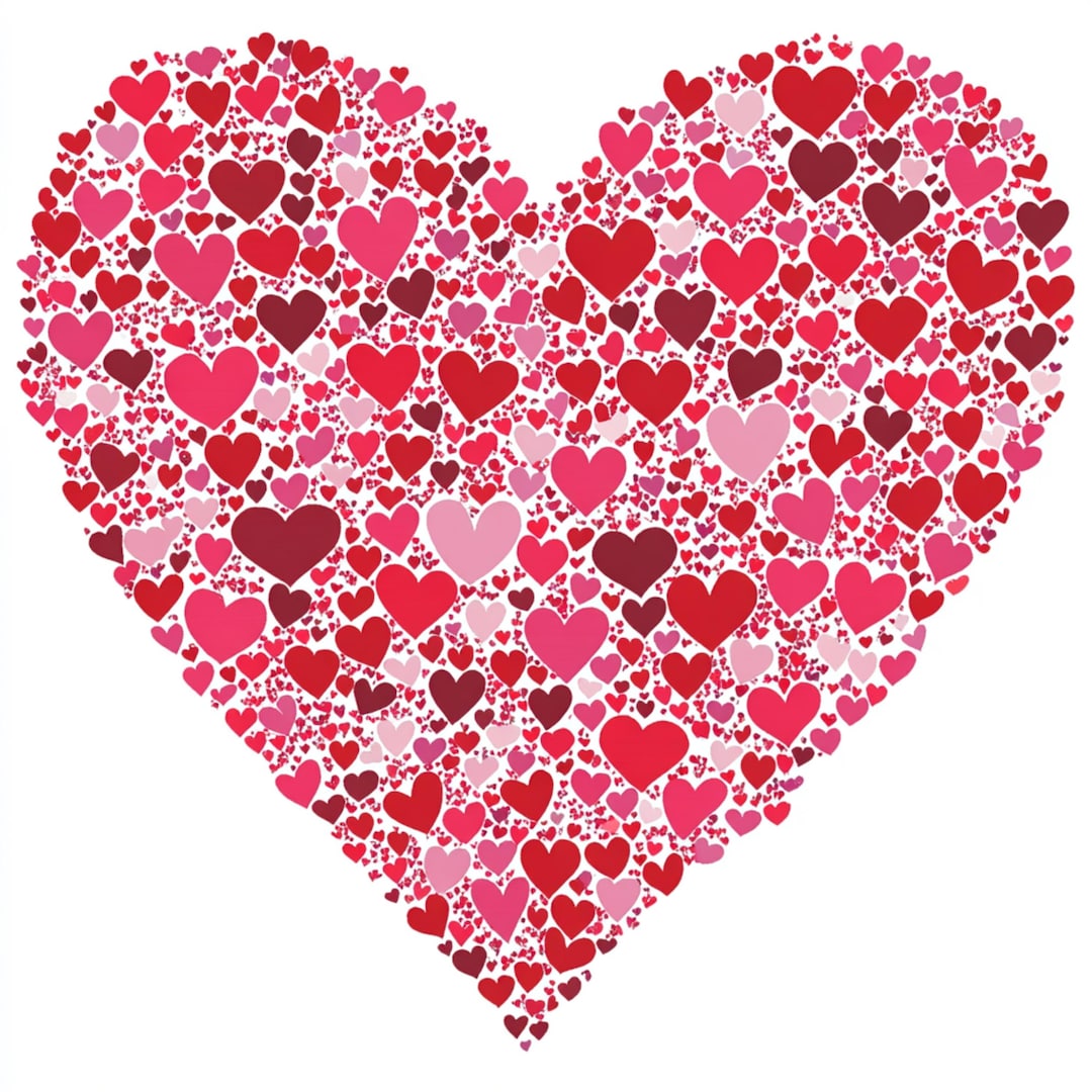 12 Heart Made of Hearts JPG, Valentine's Day Digital Art, Love Heart ...