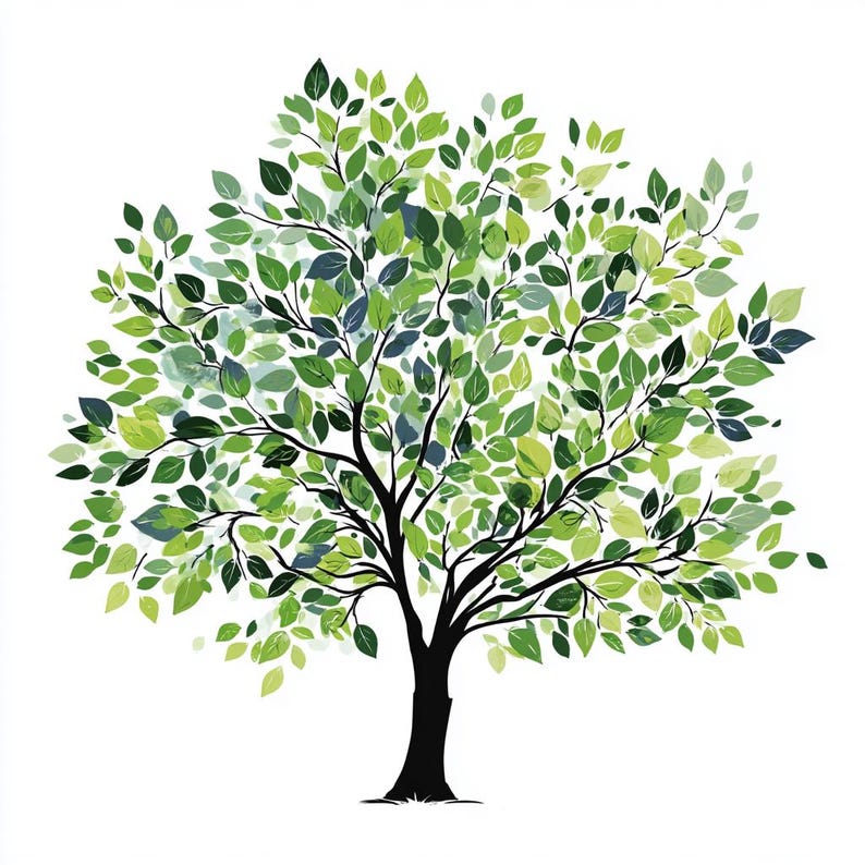 Watercolor Tree Clipart: Green Forest PNG Illustrations (digital ...