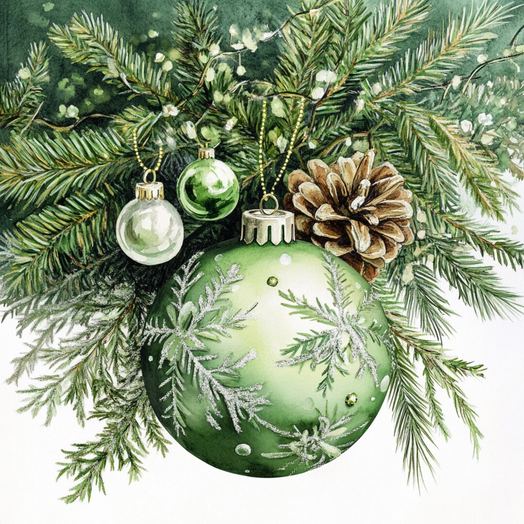 Christmas Ornament Clipart: Festive Holiday Decor Art (digital Download ...
