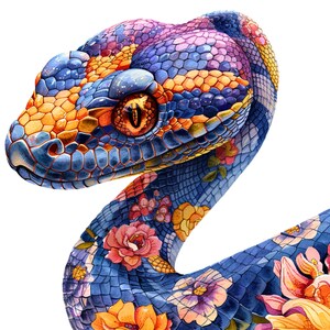 Floral Snake Patchwork Clipart: Mystical Reptile PNG (digital Download ...