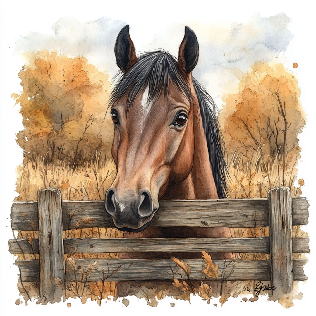 12 HORSE on a FARM CLIPARTS, Watercolor Horse Clipart, Farm Animals ...