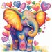 12 PNG Elephant Hearts Valentine Day Clipart, Cute Elephant Love ...