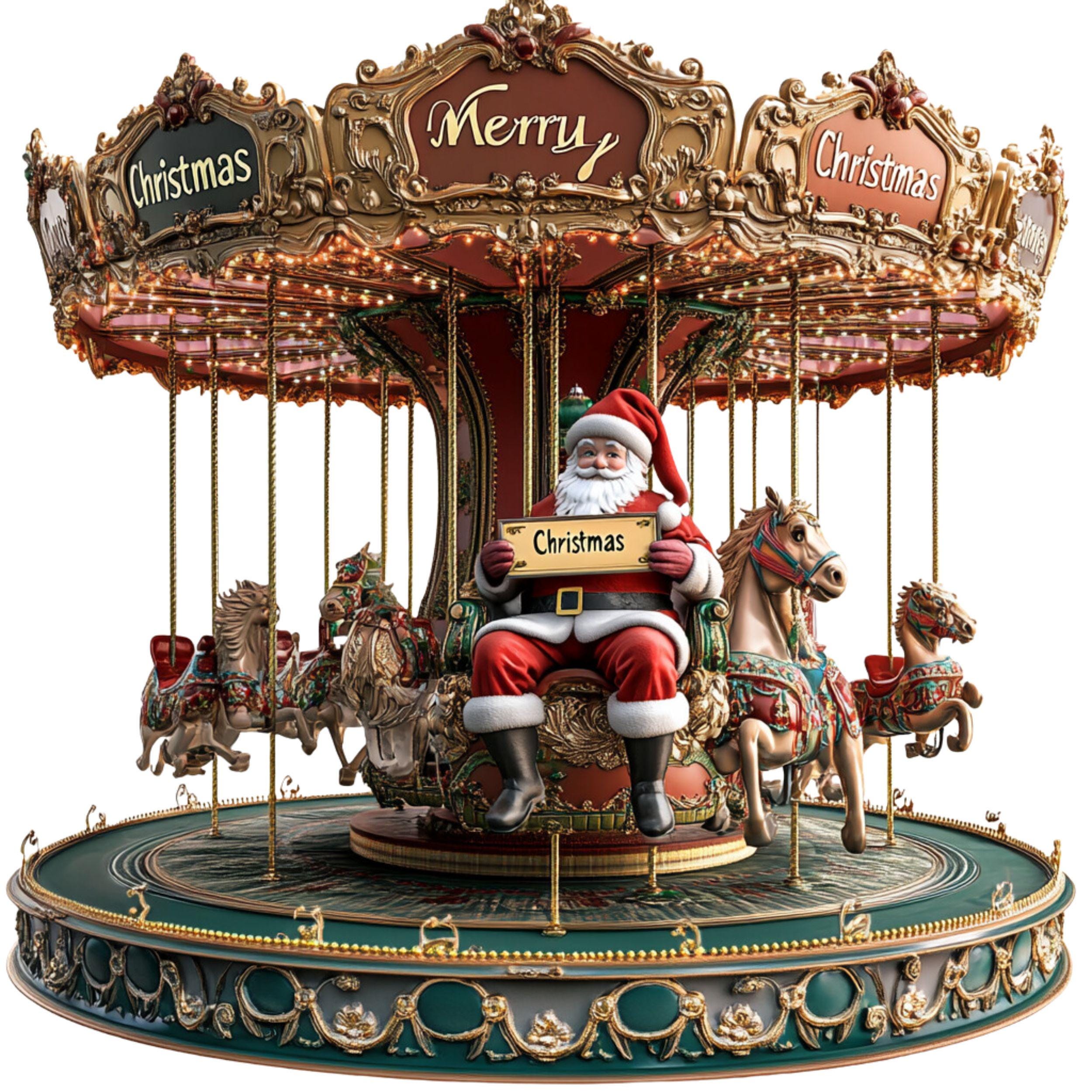 Christmas Santa Carousel Digital Image: Festive Holiday Clipart (PNG ...