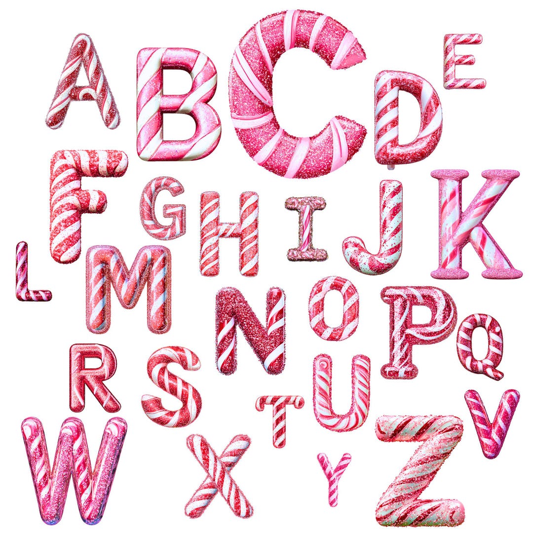 Christmas Candy Alphabet PNG: Sparkling Holiday Font (digital Download ...