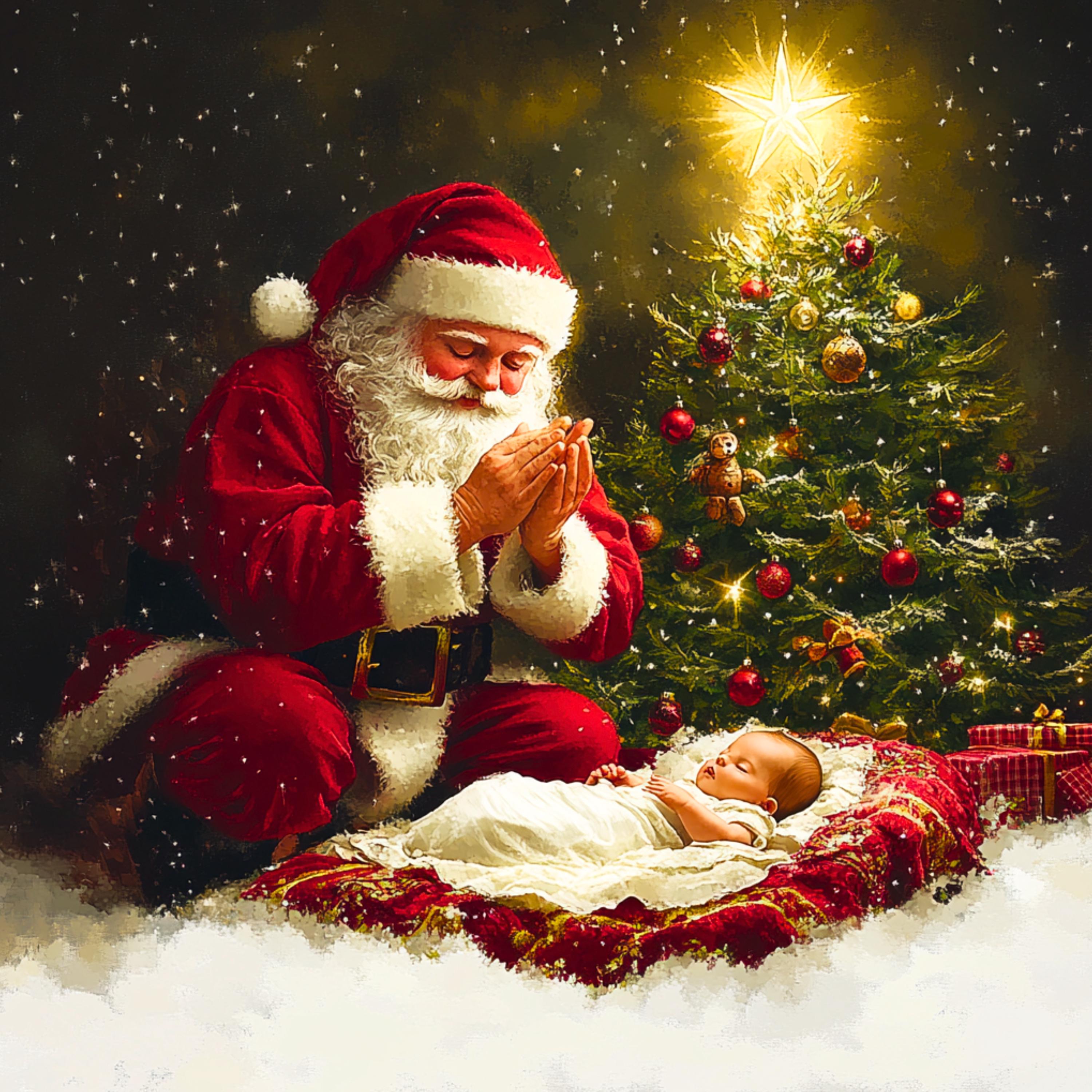10 Santa and Baby Jesus Christmas Art: Religious Holiday Decor (digital ...