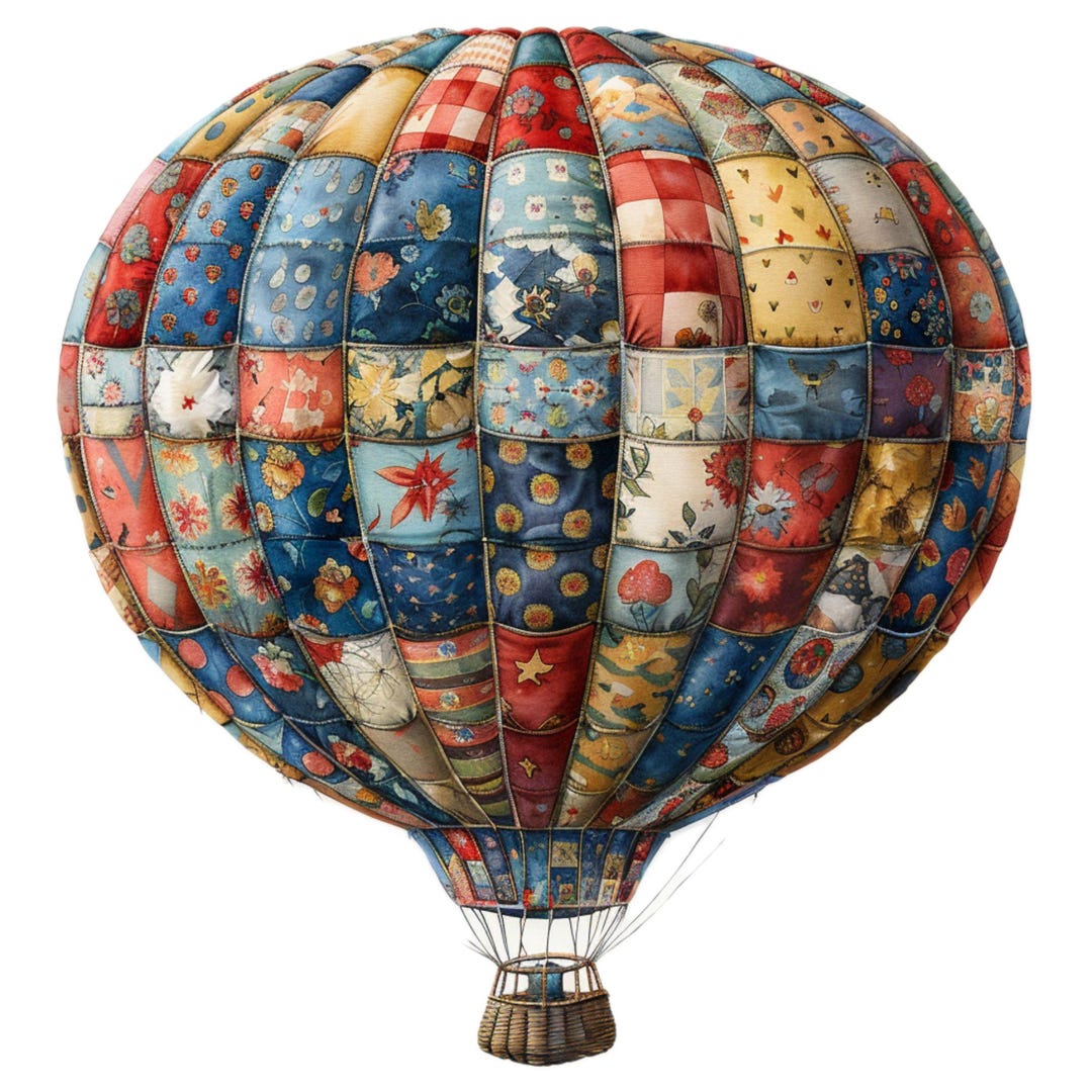 11 PATCHWORK HOT BALLOON Digital Images, Patchwork Hot Balloon Clipart ...