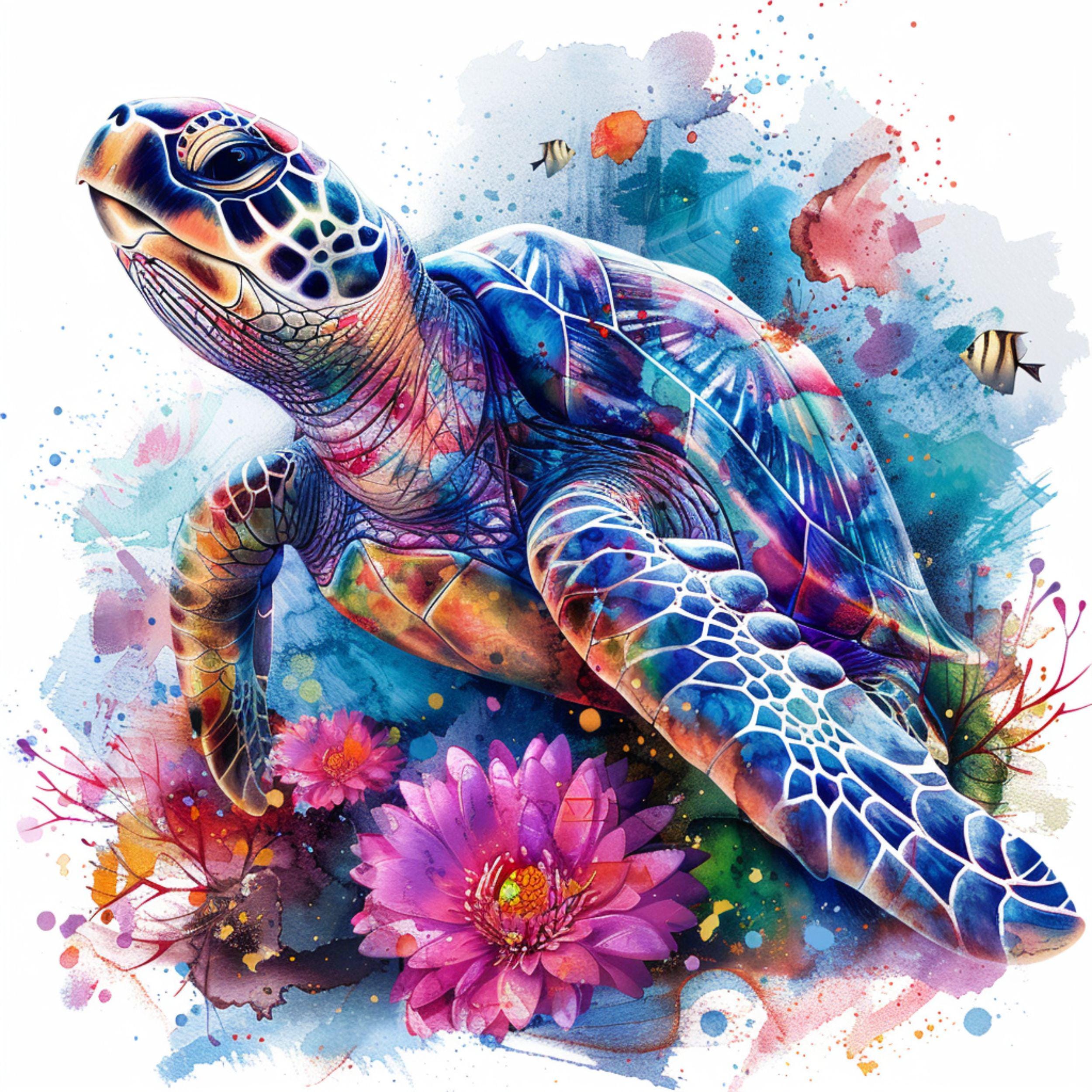 14 OCEAN TURTLE CLIPARTS, Watercolor Images of Sea Turtle, Digital ...
