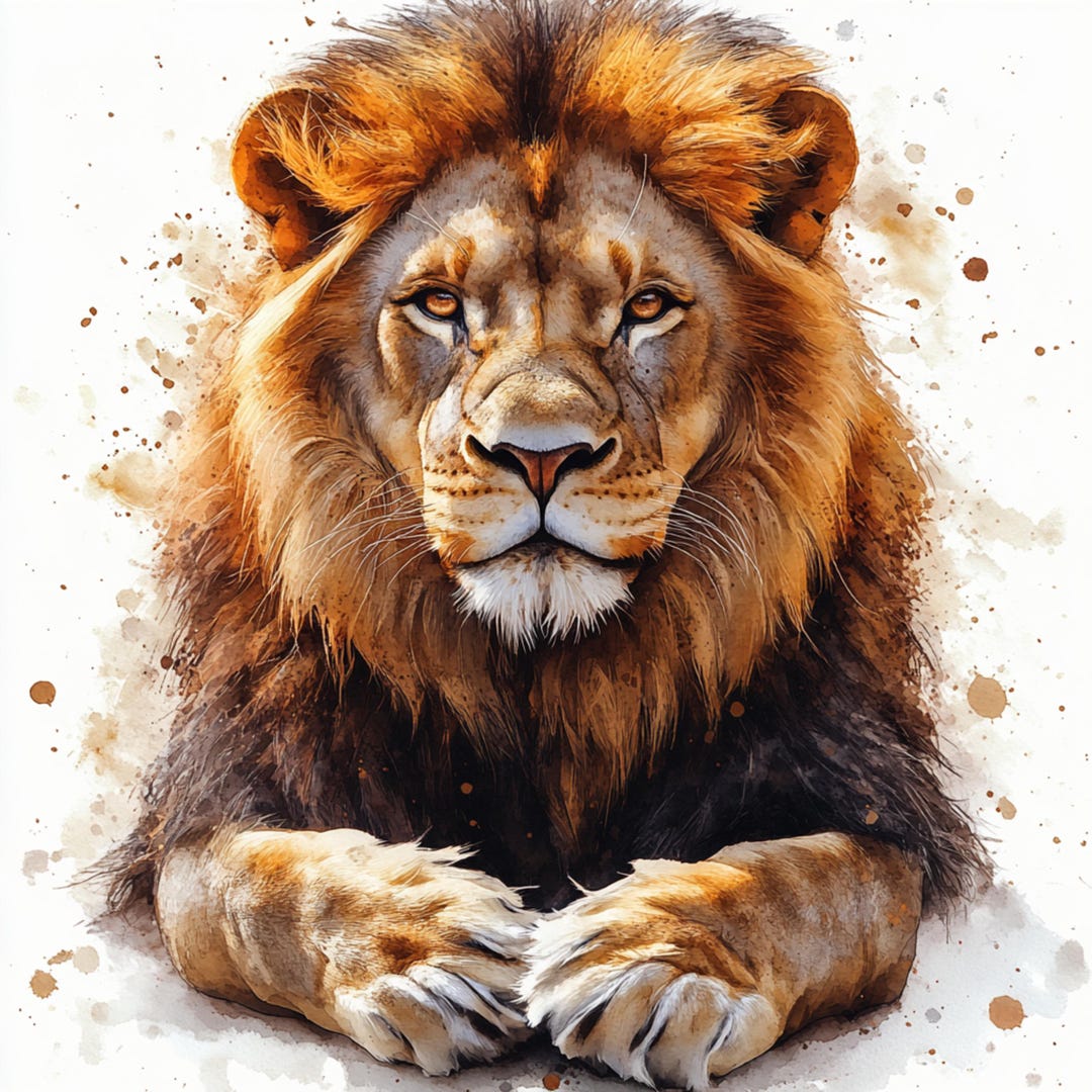 12 Lion Clip Art, Watercolor Lion Wall Art, Picture Lion JPG, Digital ...