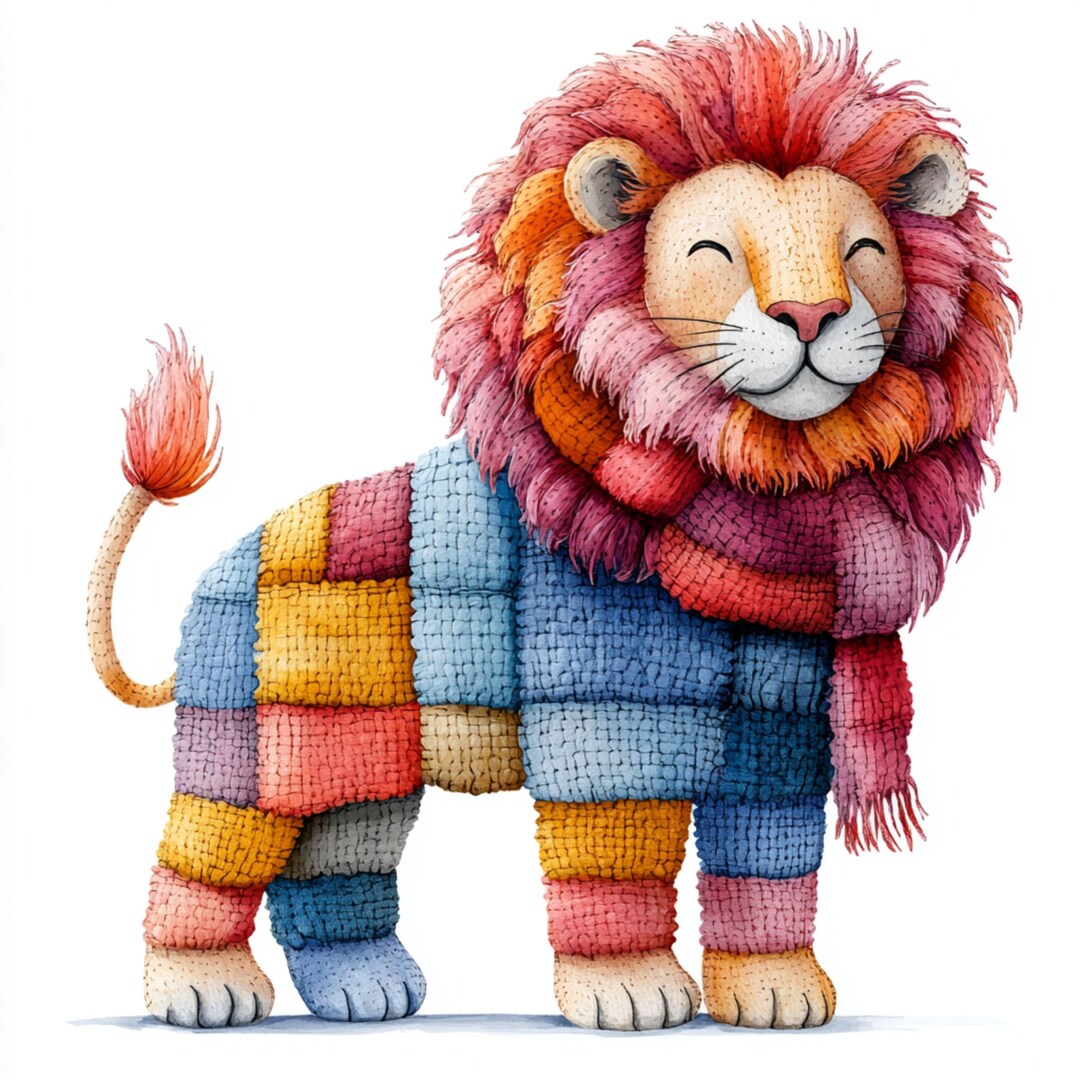 10 PATCHWORK LION Digital Image, Jpg Digital Patchwork Lion ...