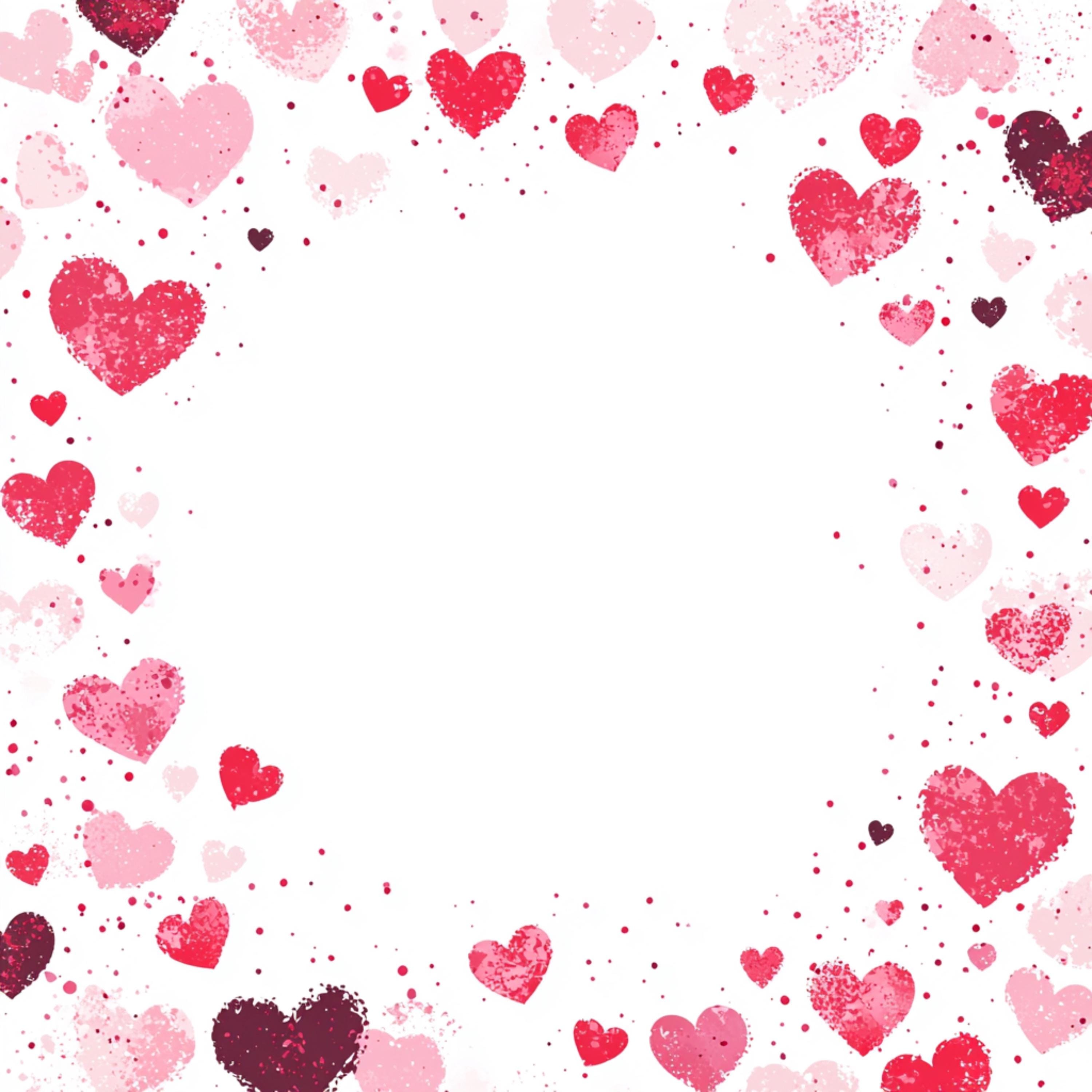 Pink Hearts Frame: Valentine's Day Border Clipart (JPG, Commercial Use ...