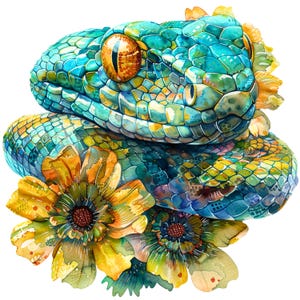 10 Green Snake PATCHWORK Clipart, Green Snake Digital Image, Green ...