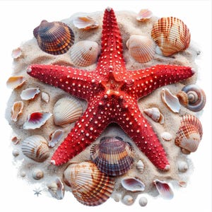 24 WATERCOLOR STARFISH CLIPARTS, Jpg Starfish Image, Starfish on Sand ...