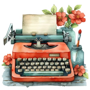 Watercolor Writer's Desk Cliparts: Elegant PNG Images (digital Download ...