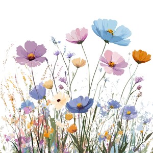 Watercolor Wildflowers Clipart: Floral PNG Set (digital Download ...