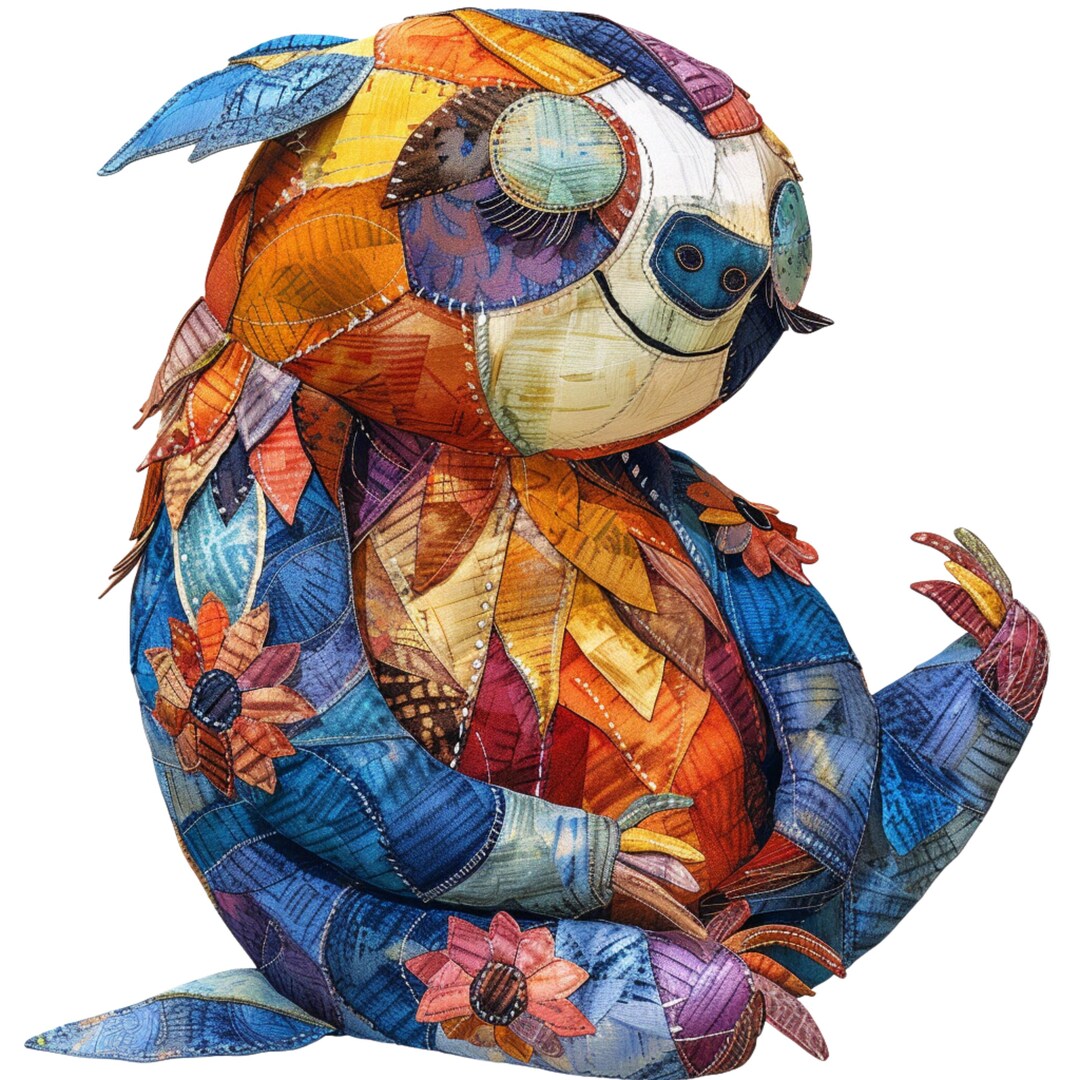 10 PNG Sloth Patchwork Clipart, Commercial Use Sloth Art, Print Sloths ...