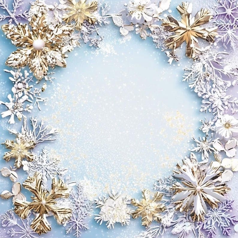 Christmas Floral Snowflake Frames: Winter Clipart (digital Download) - Etsy