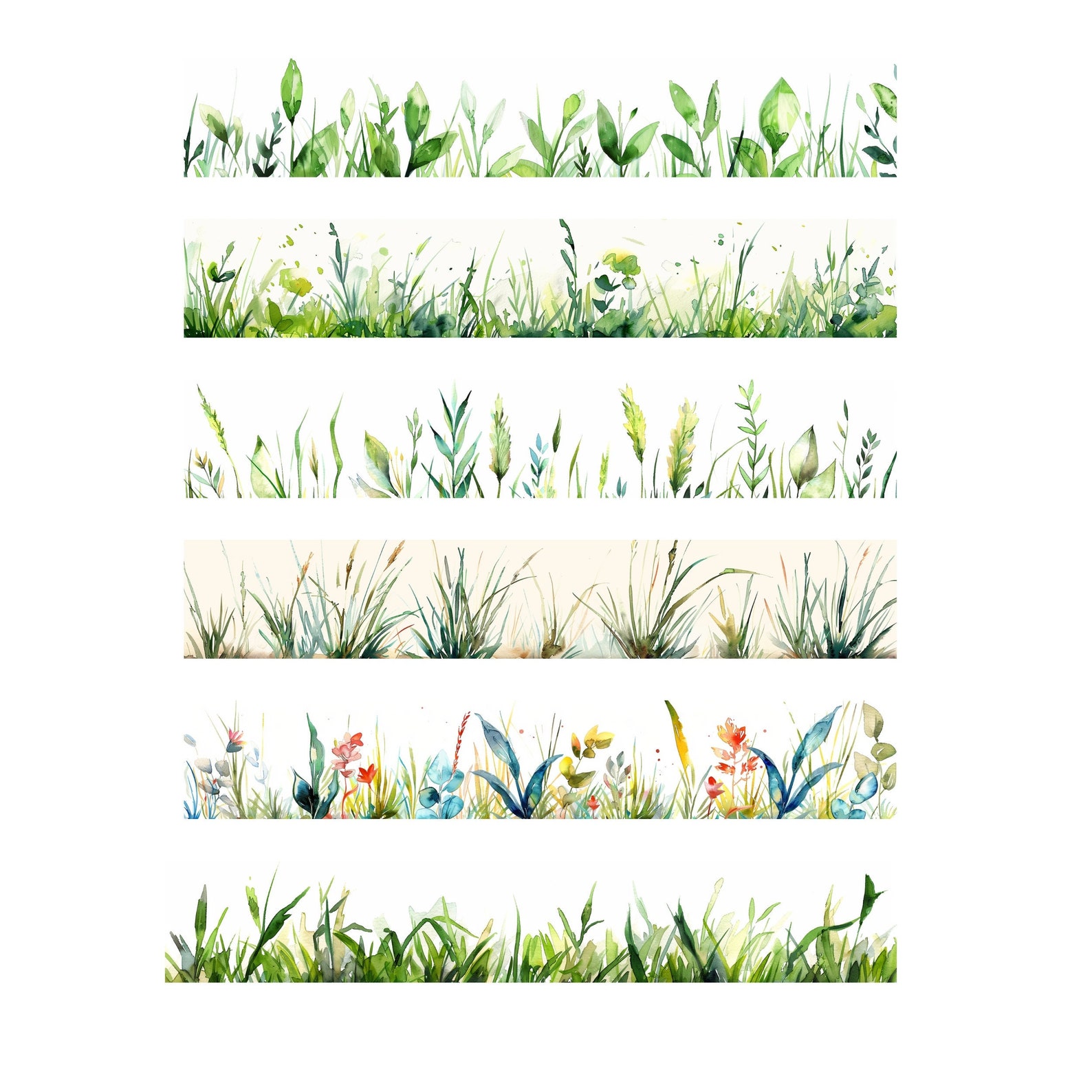 Grass Border Clipart, Grass Lawn Bundle, Grass Clip Art, Grass ...