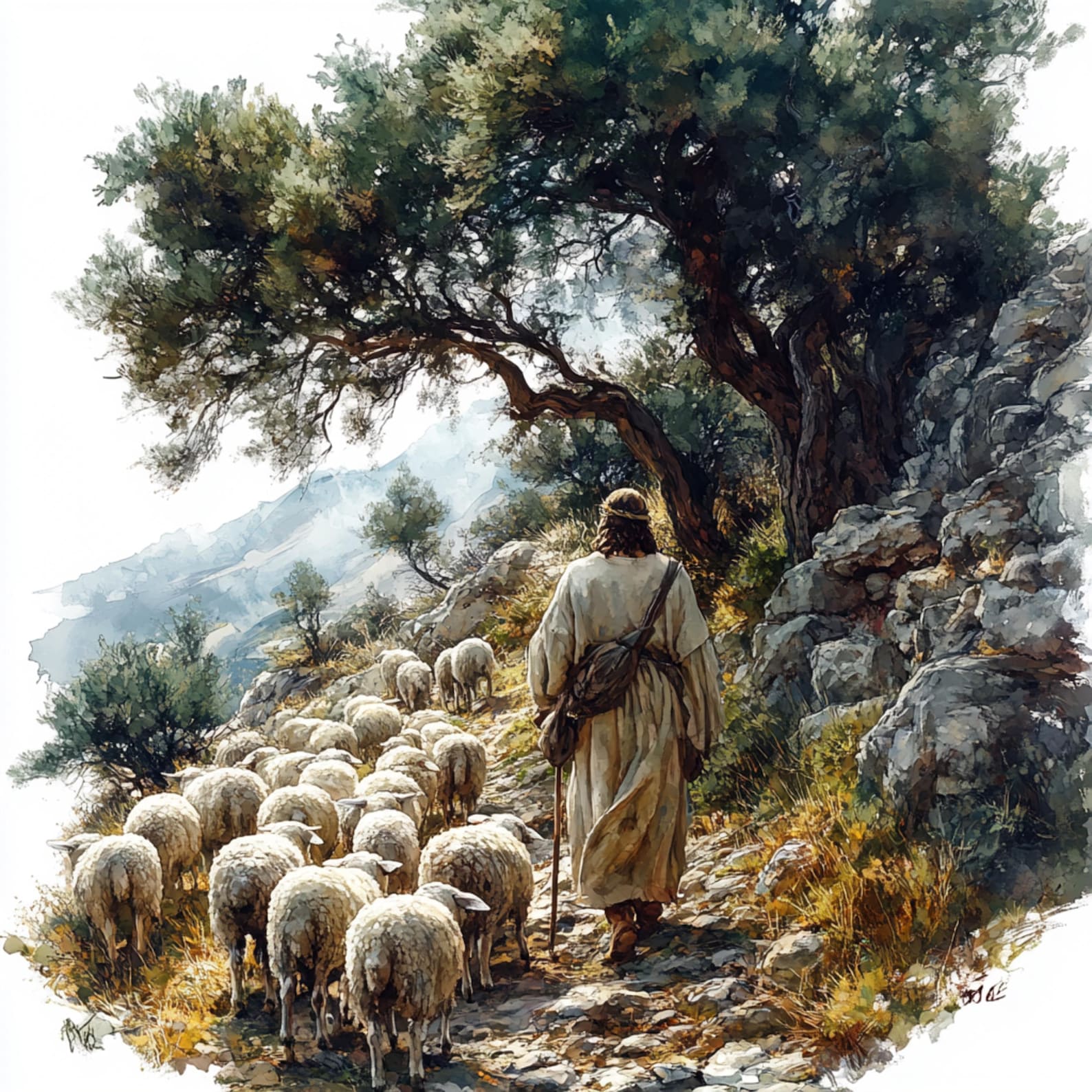 Arte de Jesús pastoreando ovejas: Imágenes cristianas JPG (descarga ...