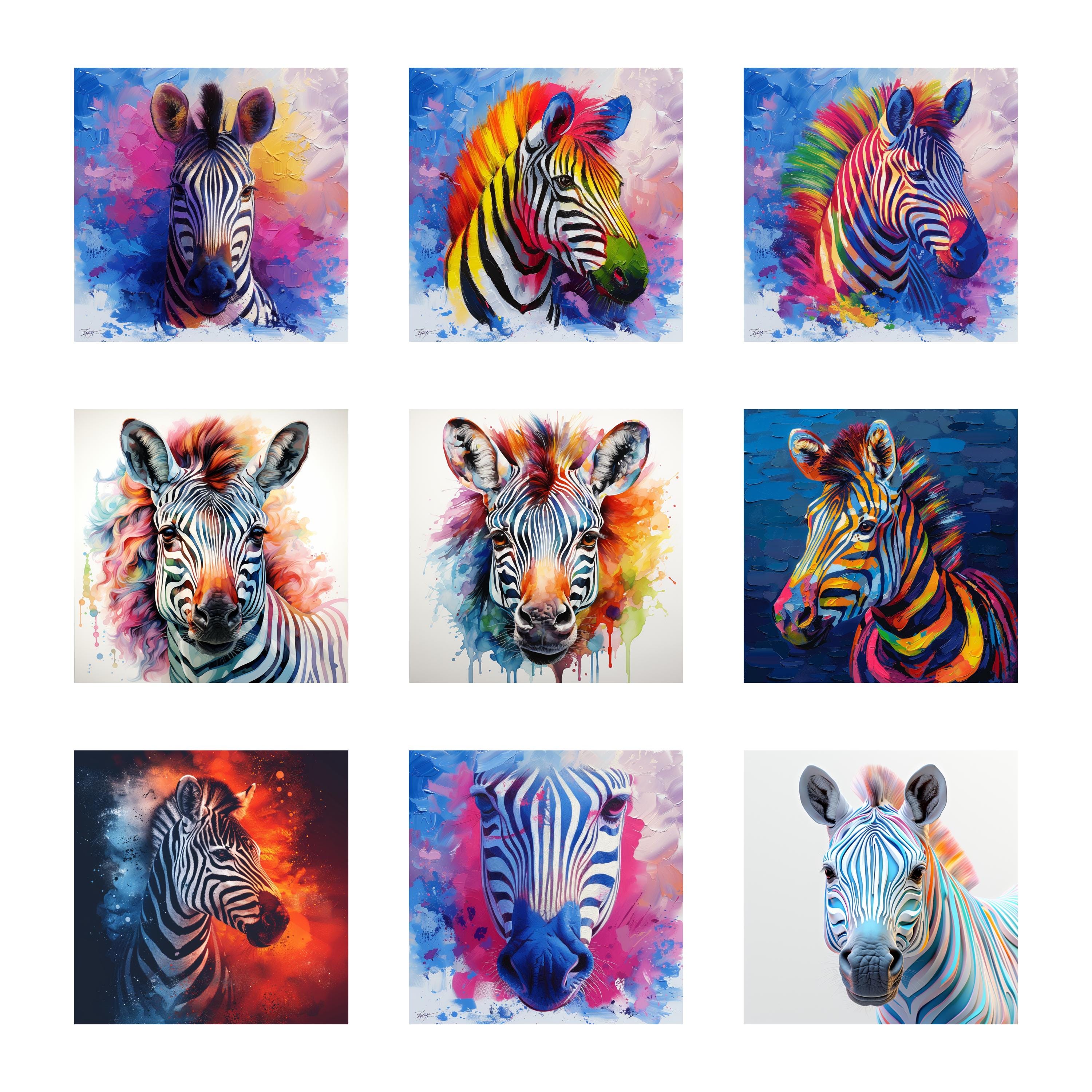 12 Zebra Neon Clipart, Zebra Clip Art Wall Art, Watercolor Zebra ...