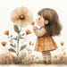 14 LITTLE GIRL and a FLOWER Cliparts, Watercolor Cute Little Girl Image ...