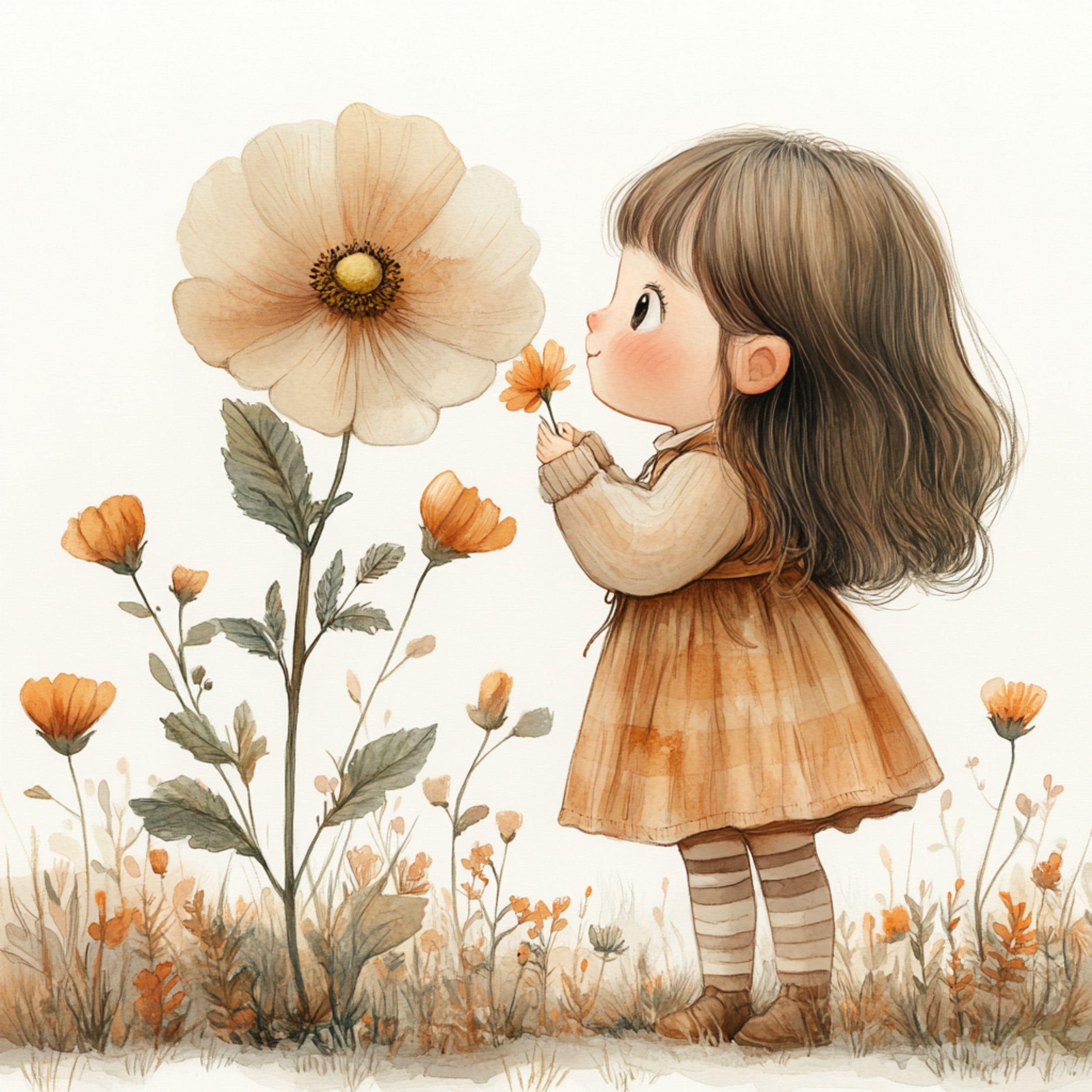 14 LITTLE GIRL and a FLOWER Cliparts, Watercolor Cute Little Girl Image ...