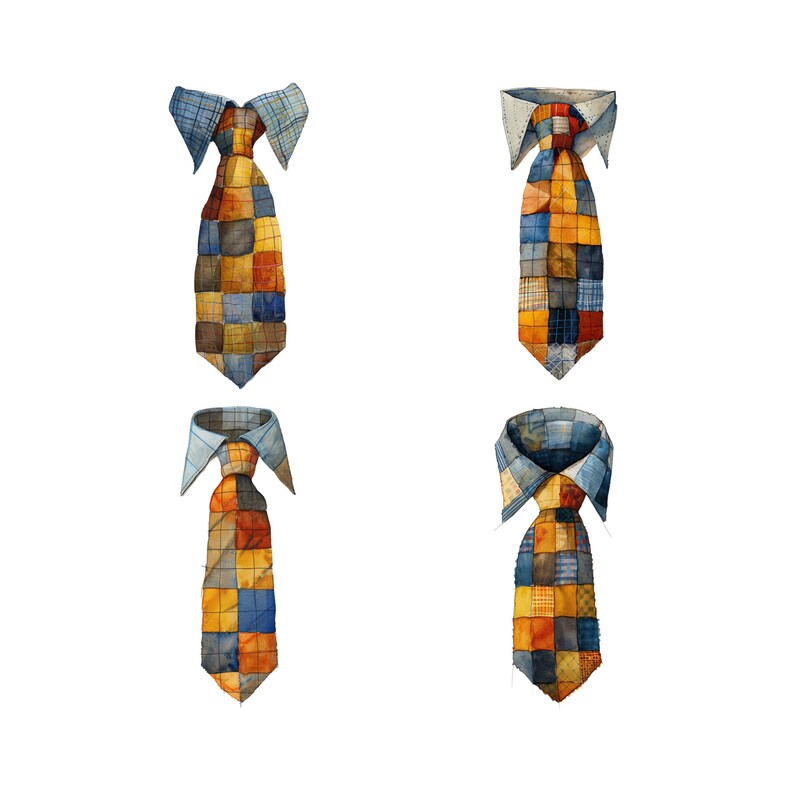 12 Funny PATCHWORK TIE CLIPART, Tie Art, Patchwork Tie Illustration ...