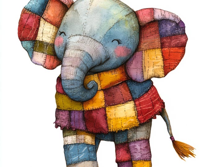 10 Elephants Clipart Bundle, PNG & JPG, Printable Patchwork Elephant ...