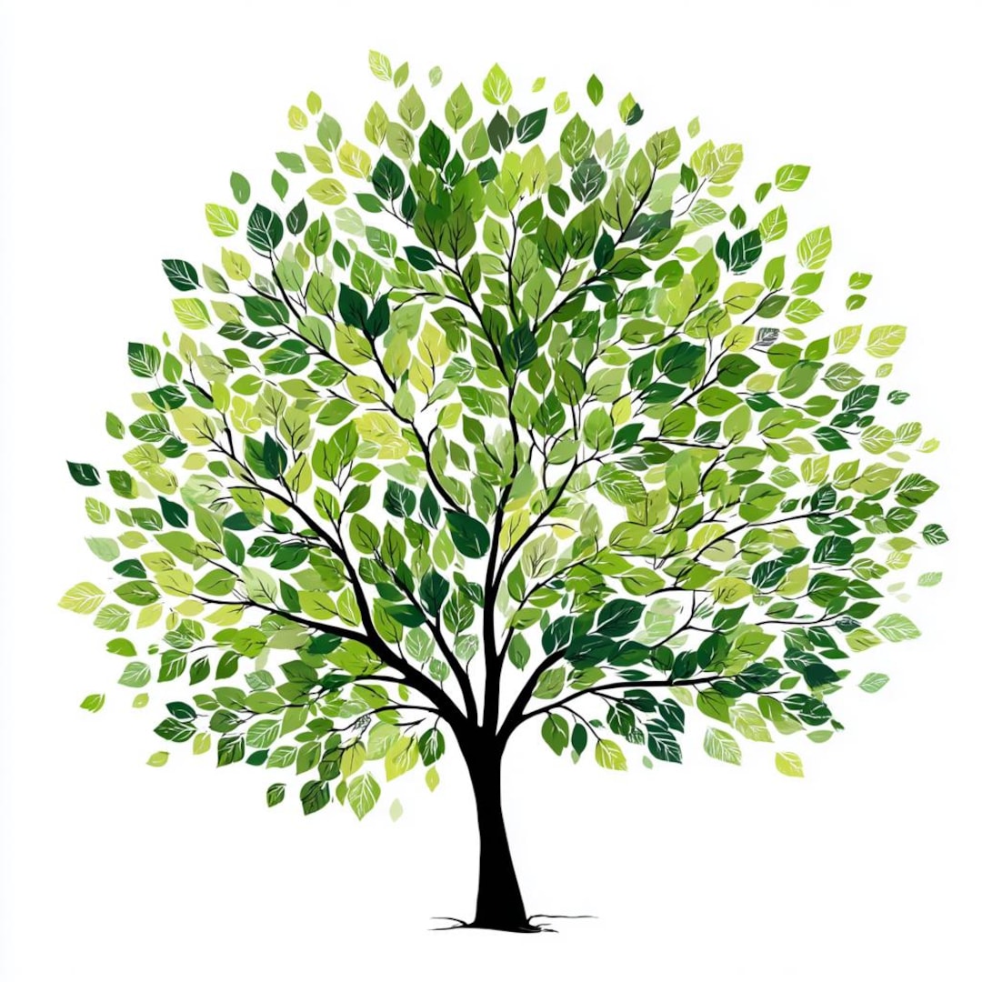 Watercolor Tree Clipart: Green Forest PNG Illustrations (digital ...