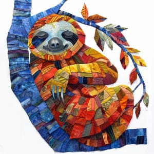 12 Sloth Patchwork Clipart, Commercial Use Sloth Art, Print Sloths ...