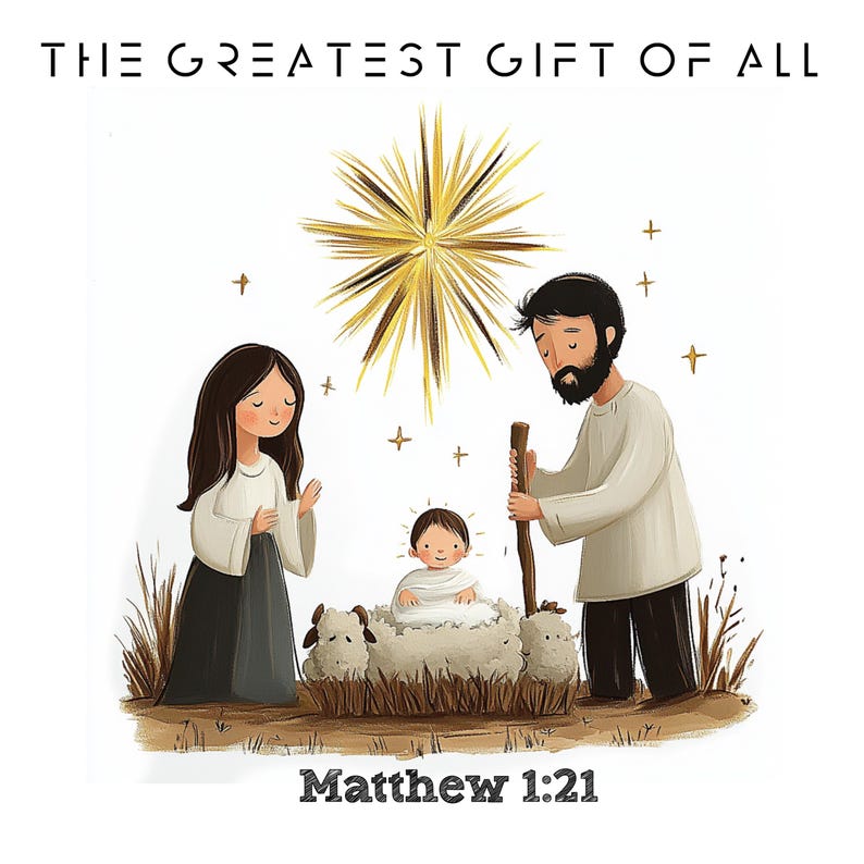 8 THE GREATEST Gift of All PNG, Matthew 1:21 Nativity Scene Jpg and Png ...